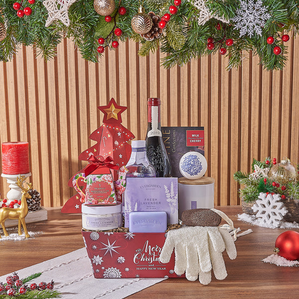 Christmas Wine & Spa Gift Set – Christmas gift baskets – Maine delivery ...